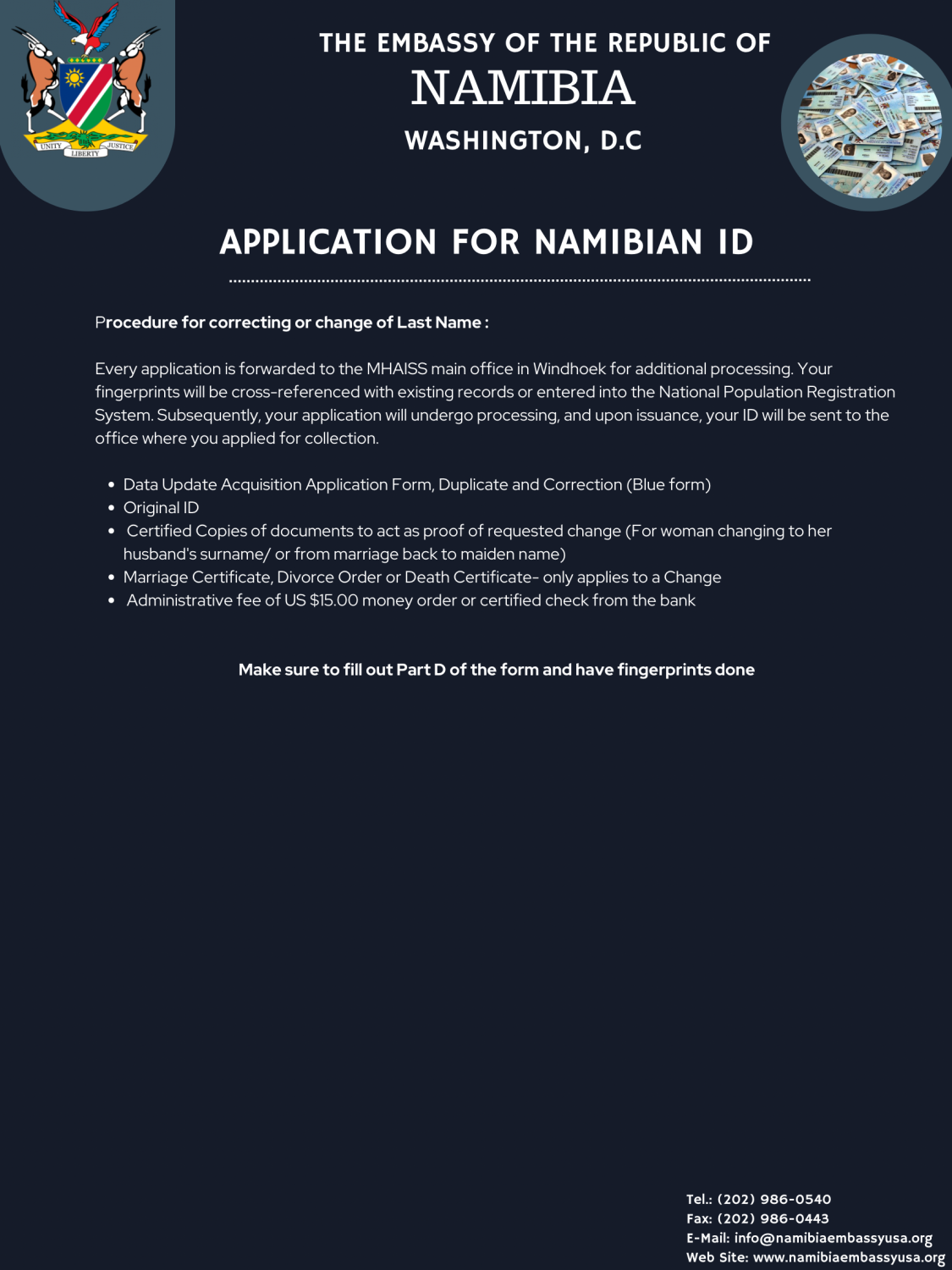 Application For Namibia ID – Embassy Of The Republic Of Namibia