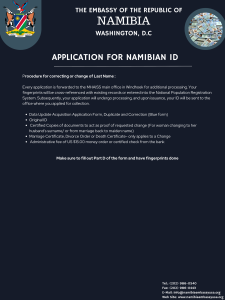 Application For Namibia ID – Embassy Of The Republic Of Namibia